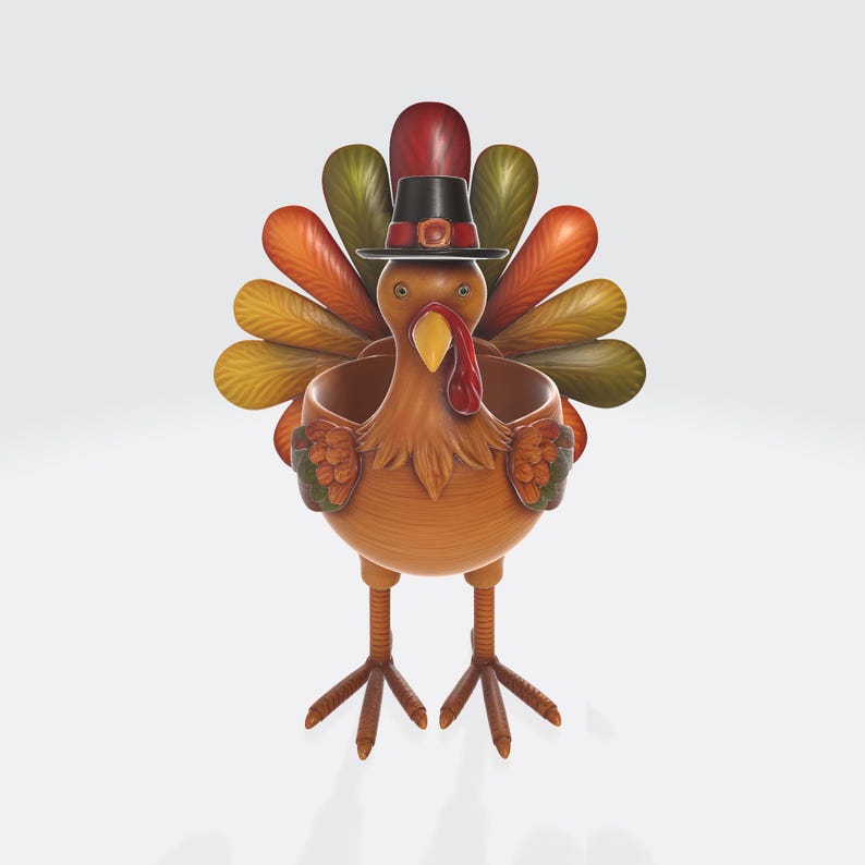 3D Printed Thanksgiving Turkey Candy Bowl - Fall Decor STL/OBJ File ...