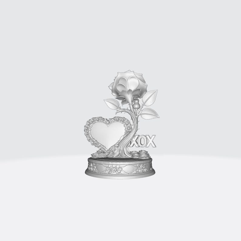 XOXO Rose Photo Heart Frame STL OBJ| Valentine’s Day Couple Gift | 3D ...