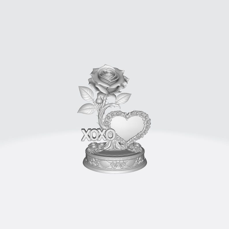 XOXO Rose Photo Heart Frame STL OBJ| Valentine’s Day Couple Gift | 3D ...