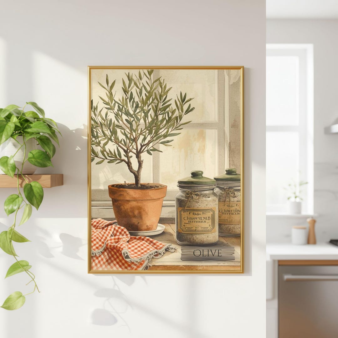 Vintage Olive Tree Print | Botanical Kitchen Still Life (digital ...