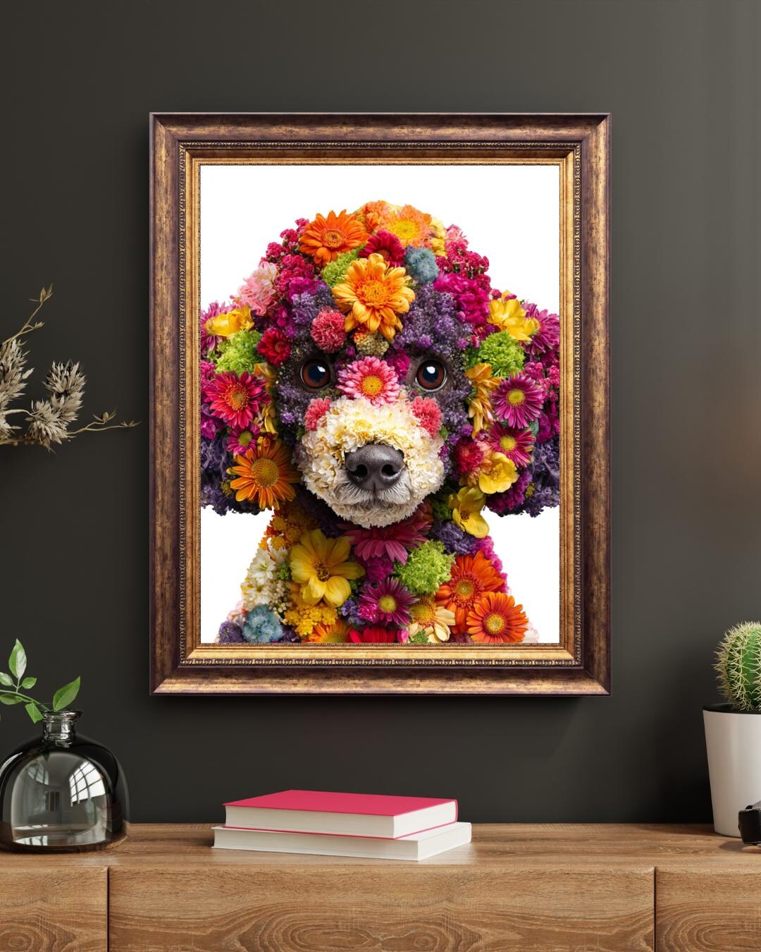 Abstract Floral Poodle Wall Art Print | Modern Dog Printed Poster | Pet ...