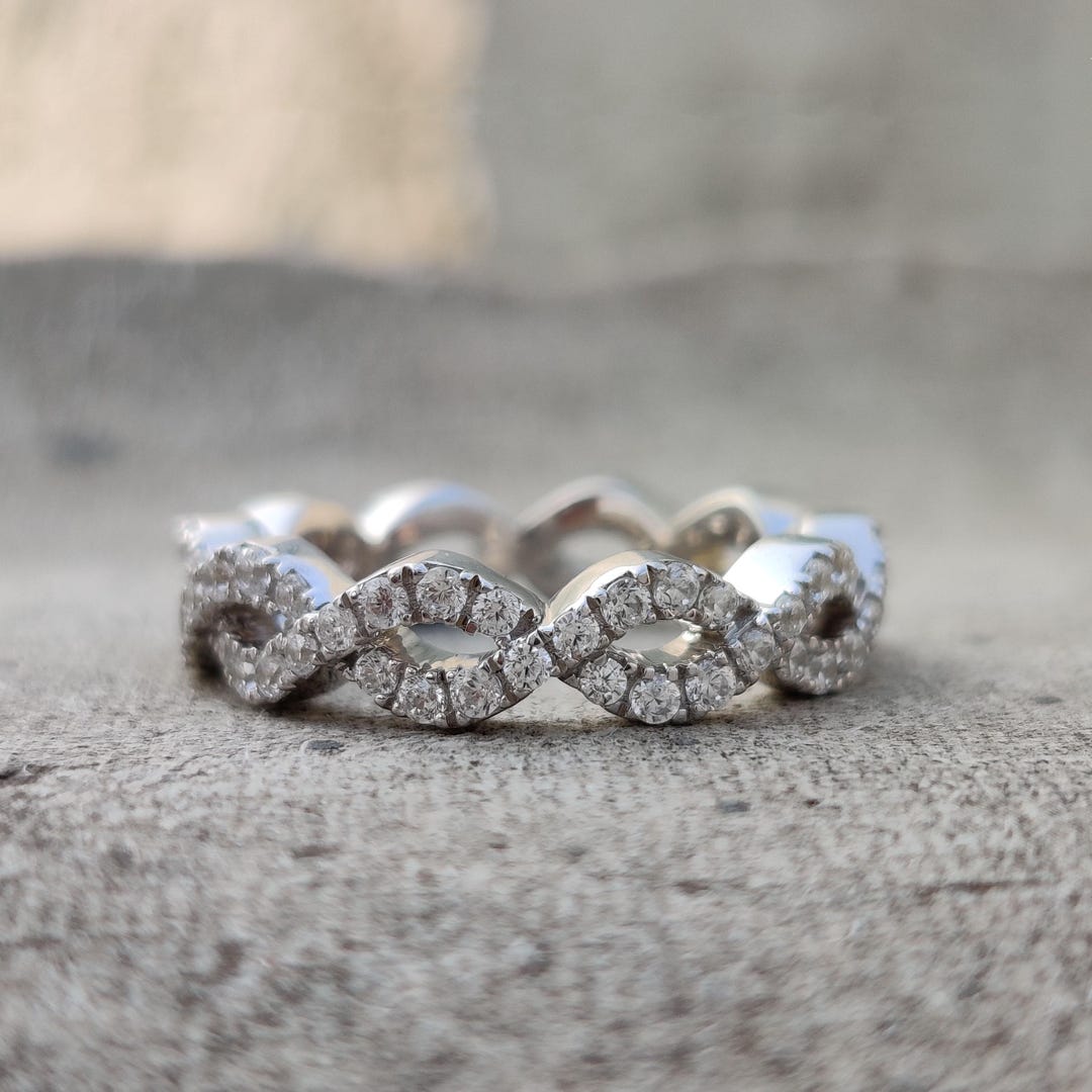 Infinity Eternity Band, 925 Sterling Silver Twisted Wedding Ring ...