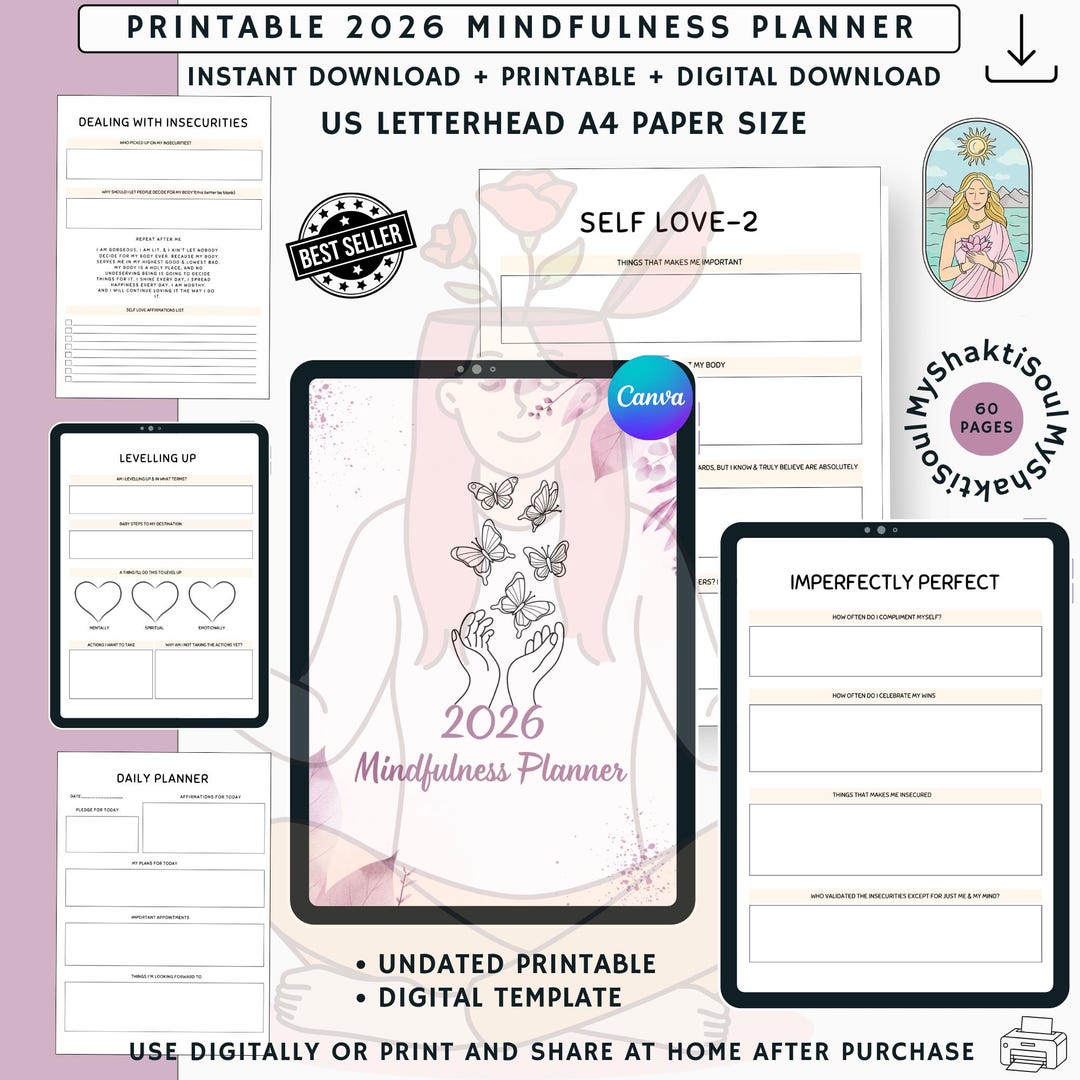 Printable Mindfulness Planner | Daily Mindfulness & Self-care Journal ...