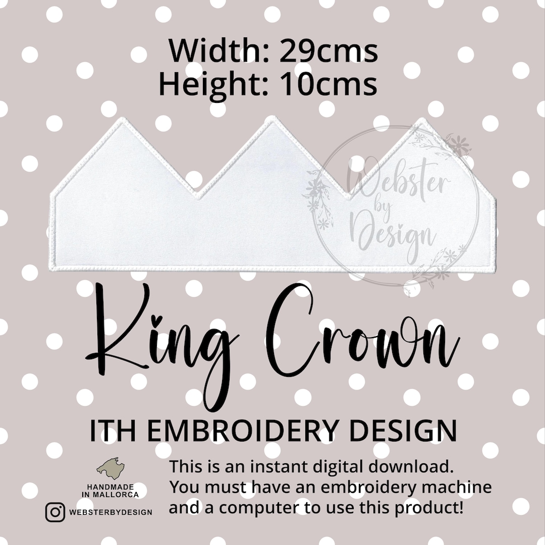 ITH in the Hoop Fabric King-style Crown for Sublimation | King Crown ...