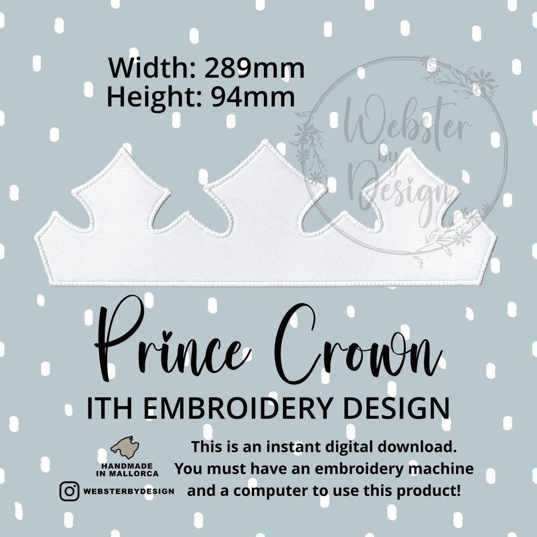 ITH in the Hoop Fabric Prince-style Crown for Sublimation | Prince ...