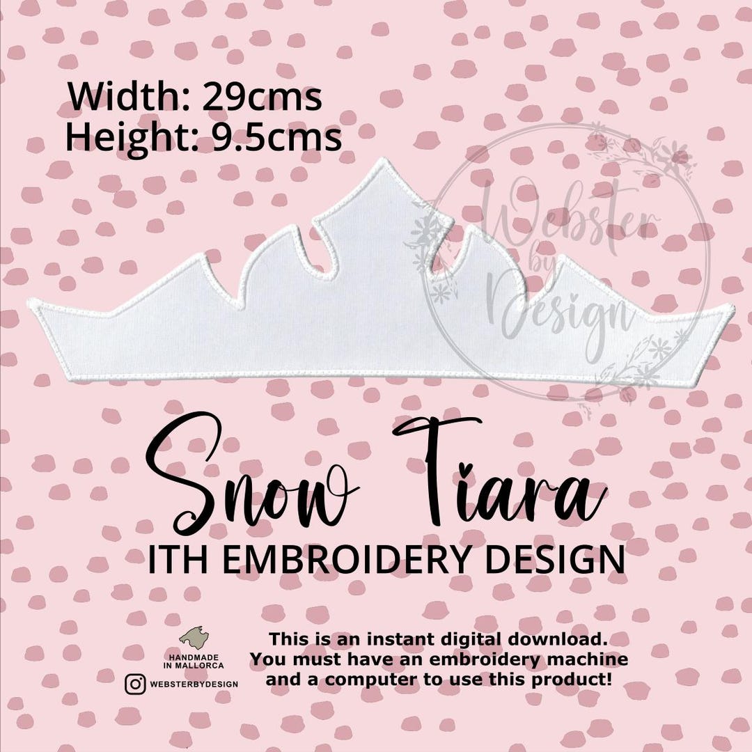 ITH in the Hoop Fabric Princess Crown for Sublimation | Snow Tiara ...