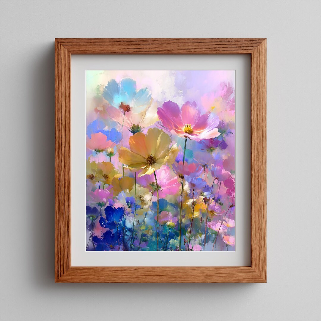 Spring Meadow Flower Field Painting: Cottagecore Landscape Art (digital ...