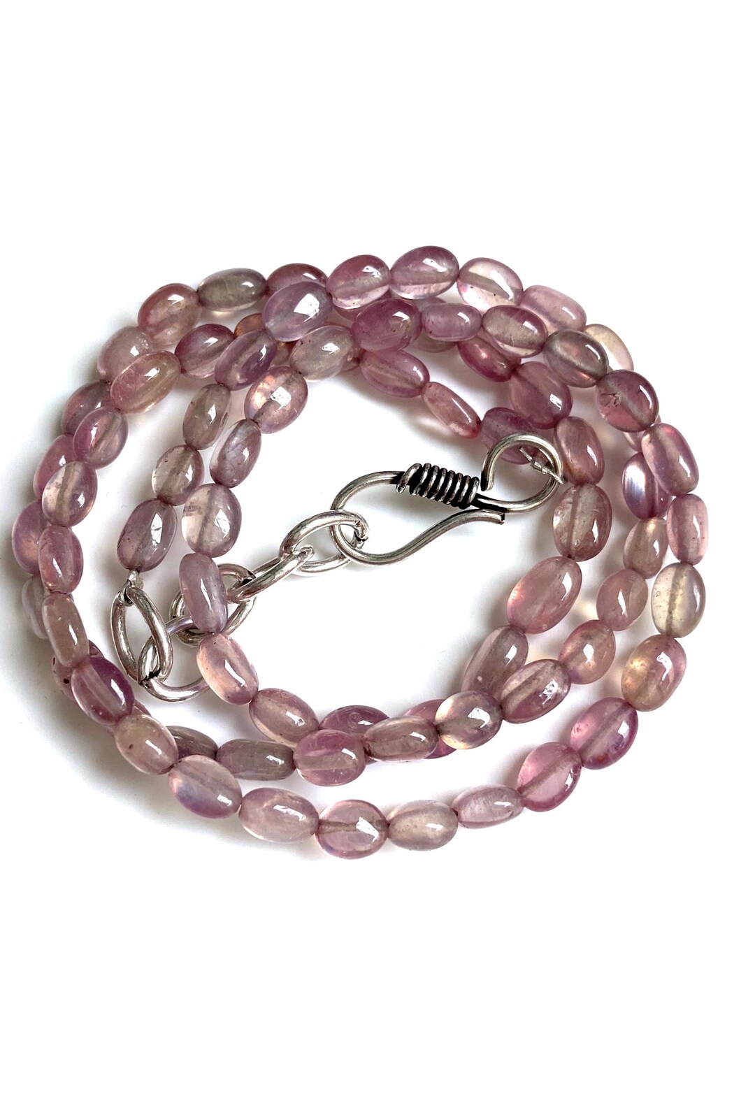 Natural Ruby Beads: AAA Pink Oval Gemstone Necklace (17-18 Inches ...