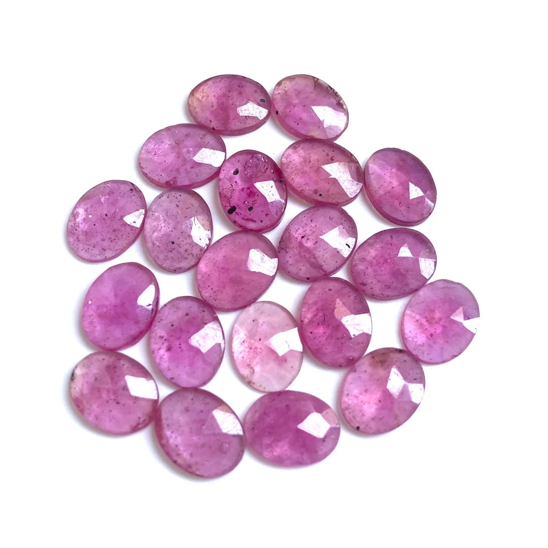 Pink Ruby Rose Cut Gemstone: Oval Faceted Jewelry Stone (7x9mm) - Etsy