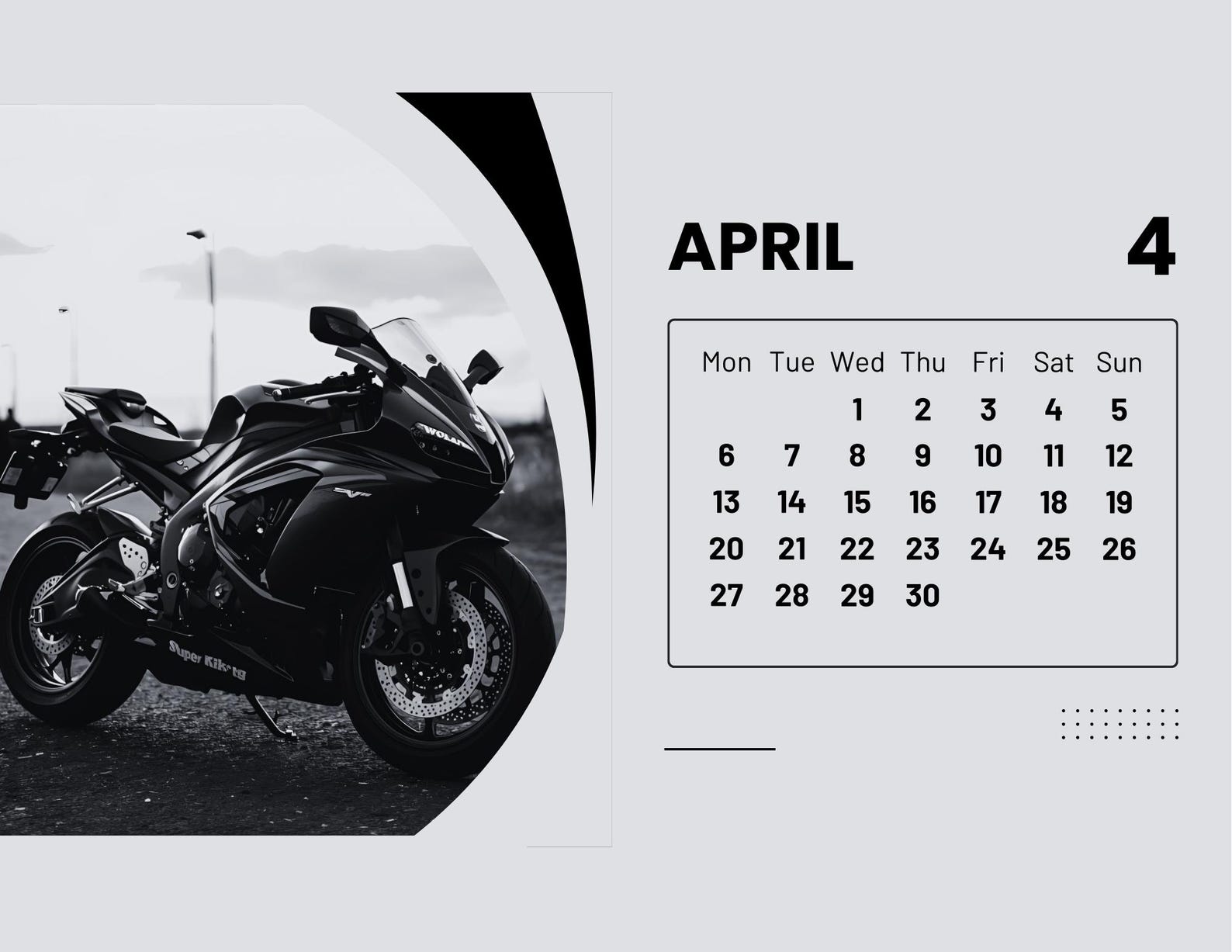 Superbike Calendar 2026 – Black & White Motorcycle Photography | Sport ...