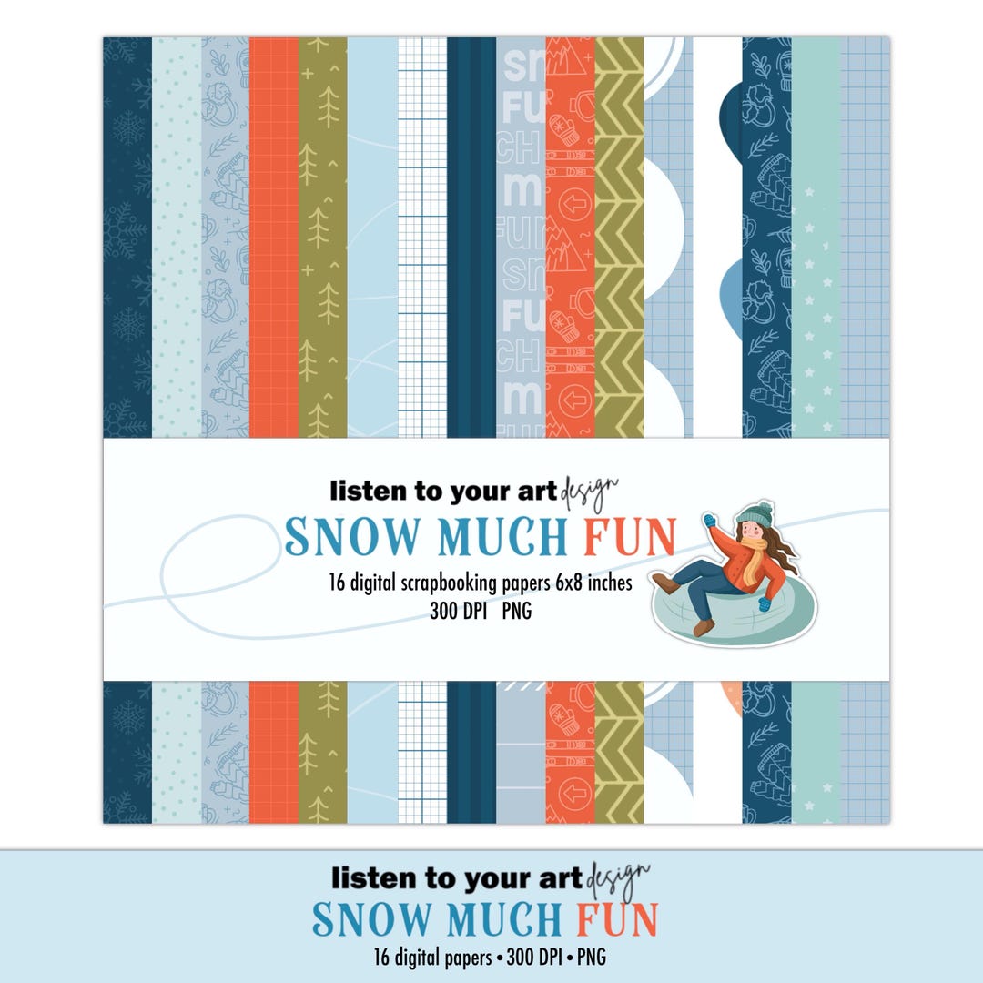 SNOW MUCH FUN - Winter Digital 6x8 Paper Set | Printable | Digital ...