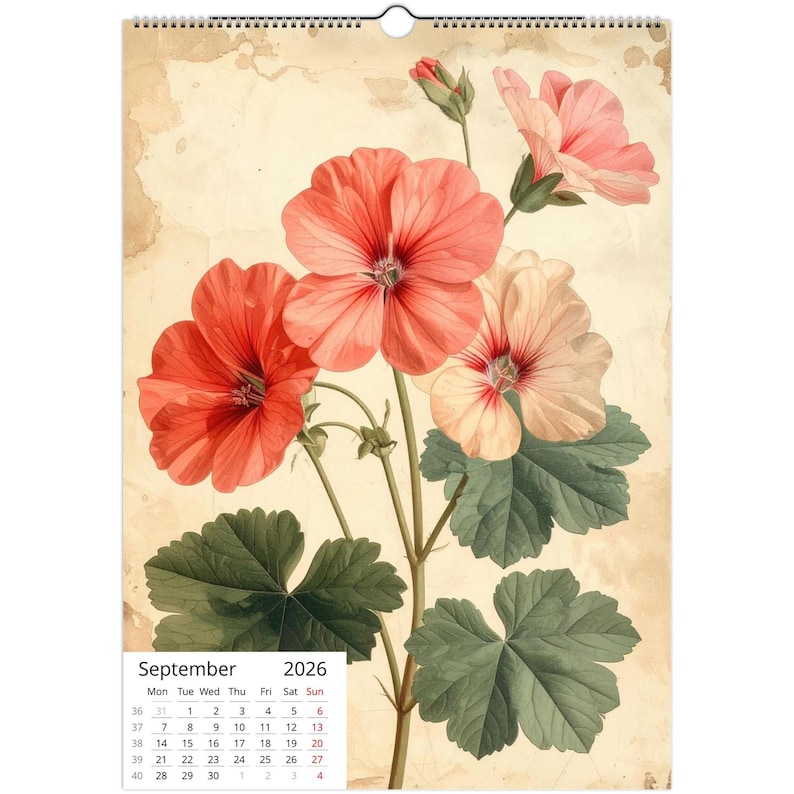 Vintage Flower Calendar 2026 – Botanical Wall Calendar - Etsy