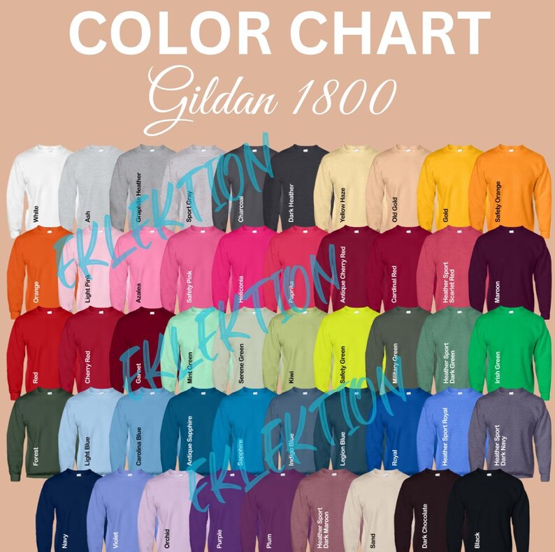 Color Chart 1800 Gildan Swatch Book - Etsy