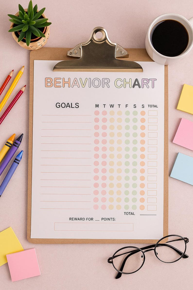 Printable Kids Behavior Chart: Reward & Responsibility Tracker ...