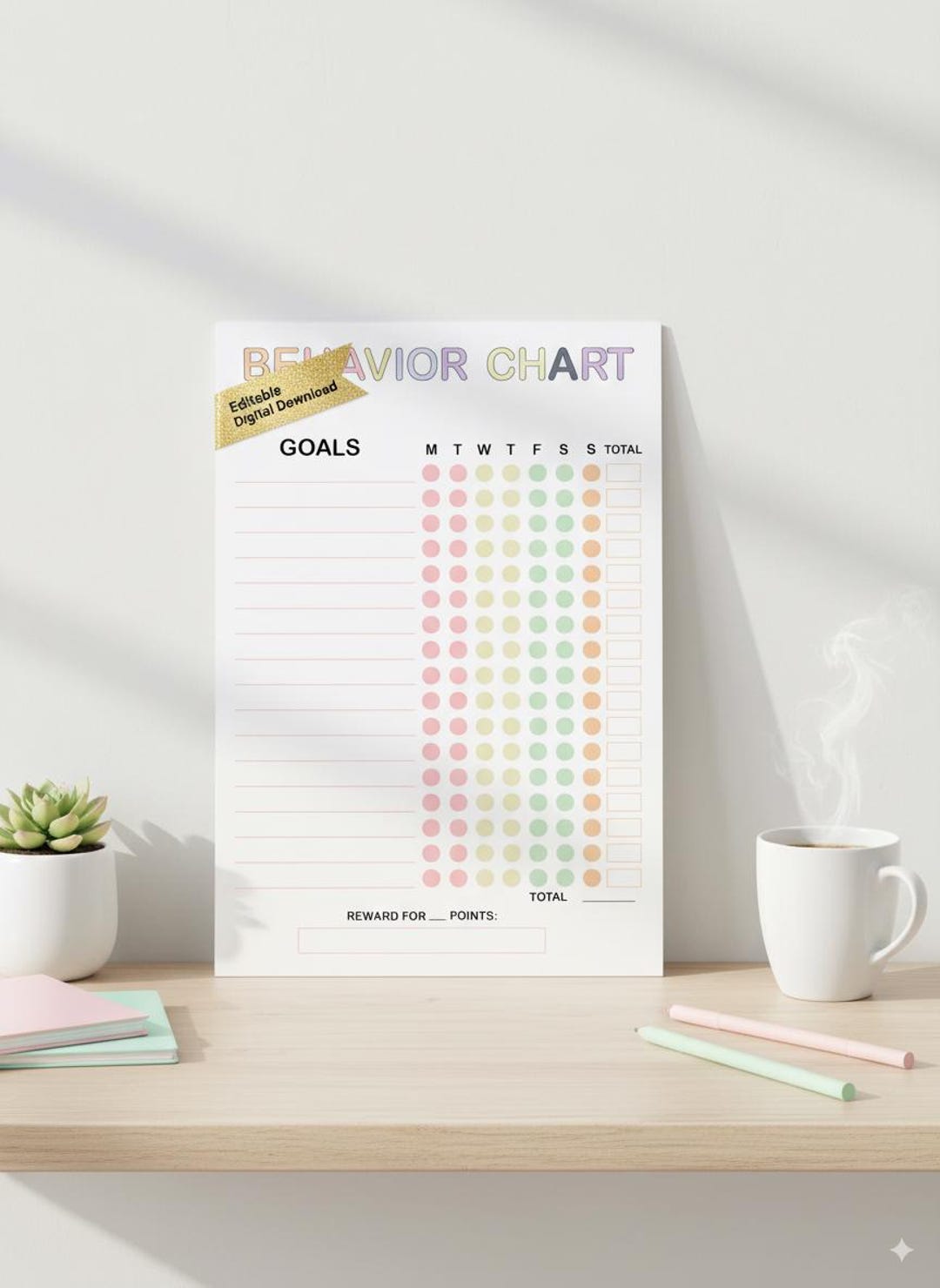 Printable Kids Behavior Chart: Reward & Responsibility Tracker ...