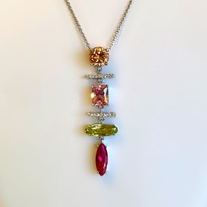Multi Gemstone Pendant Multi Color Pendant Necklace Silver Multi Stone ...