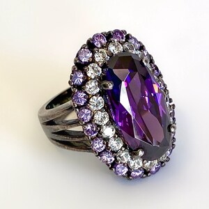 Sterling Silver Amethyst Purple Sapphire and Diamond Estate Ring Purple ...