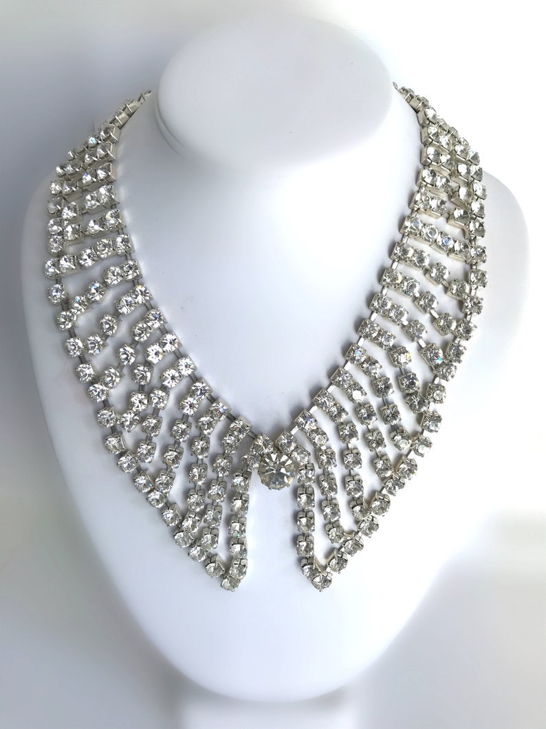 Crystal Collar Necklace Jeweled Collar Necklace Crystal Chain | Etsy