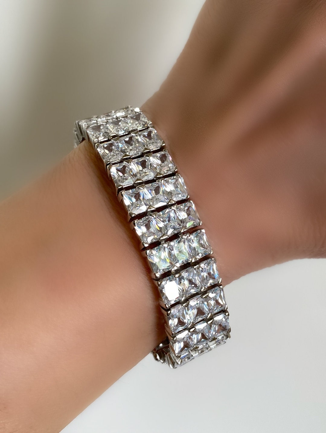 Sterling Silver Multi Stone Estate Bracelet Formal Diamond Bracelet ...