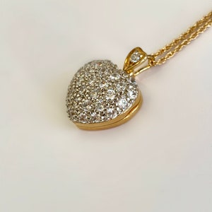 2 Tone Diamond Heart Locket Gold Vermeil Sterling Estate - Etsy