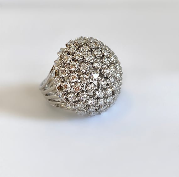 Sterling Silver Multi Stone Cluster Estate Ring White… - Gem