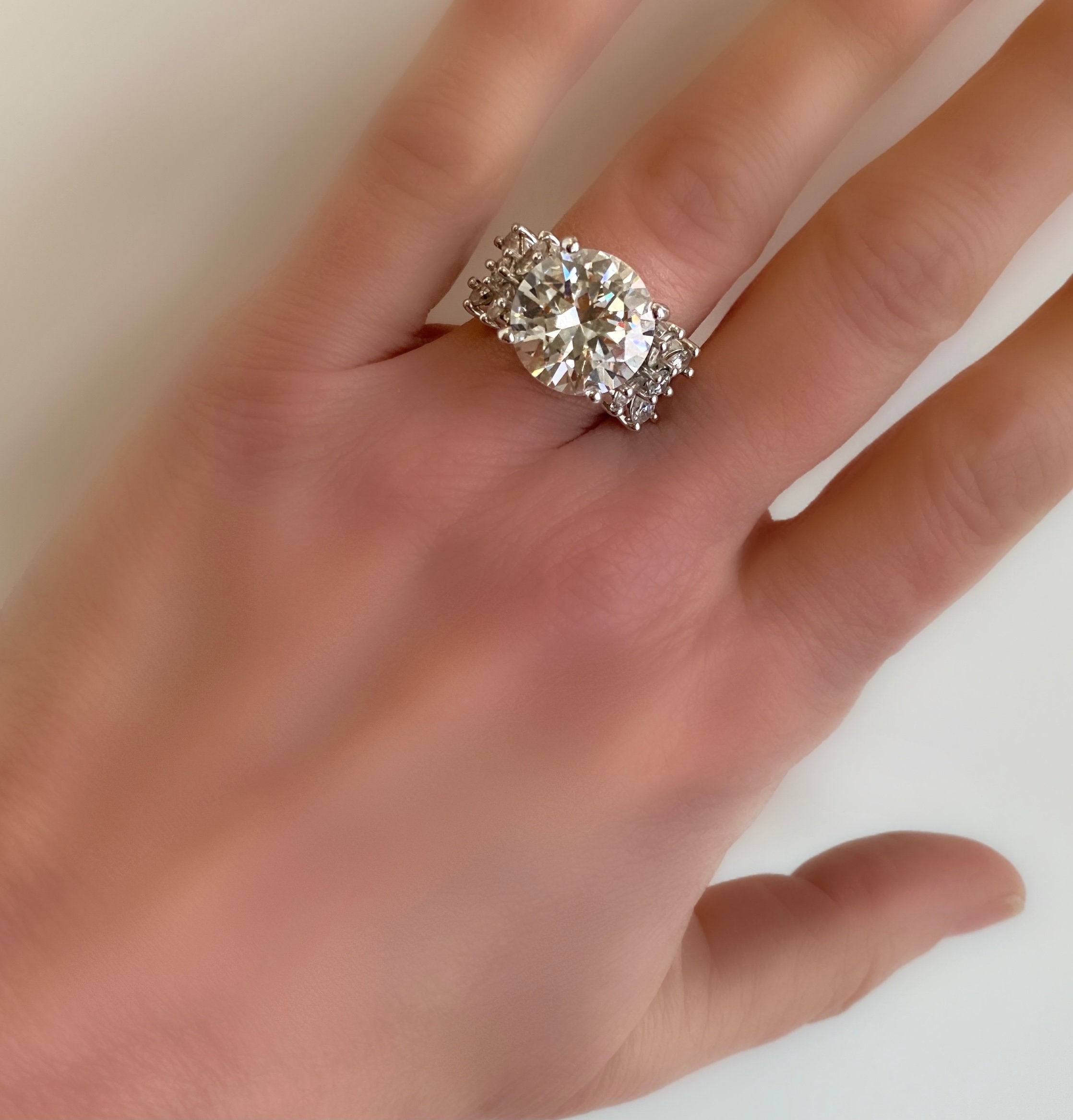 Sterling Silver Brilliant Cut Large Stone White Stone Estate Large ...