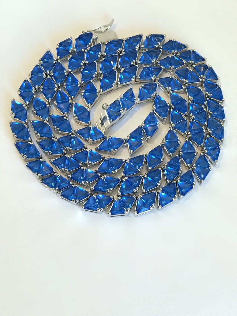 Blue Sapphire Tennis Necklace Blue Stone Estate Necklace | Etsy