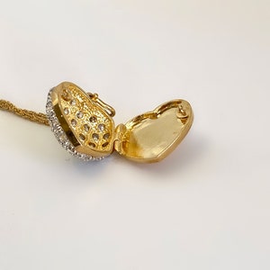 2 Tone Diamond Heart Locket Gold Vermeil Sterling Estate - Etsy