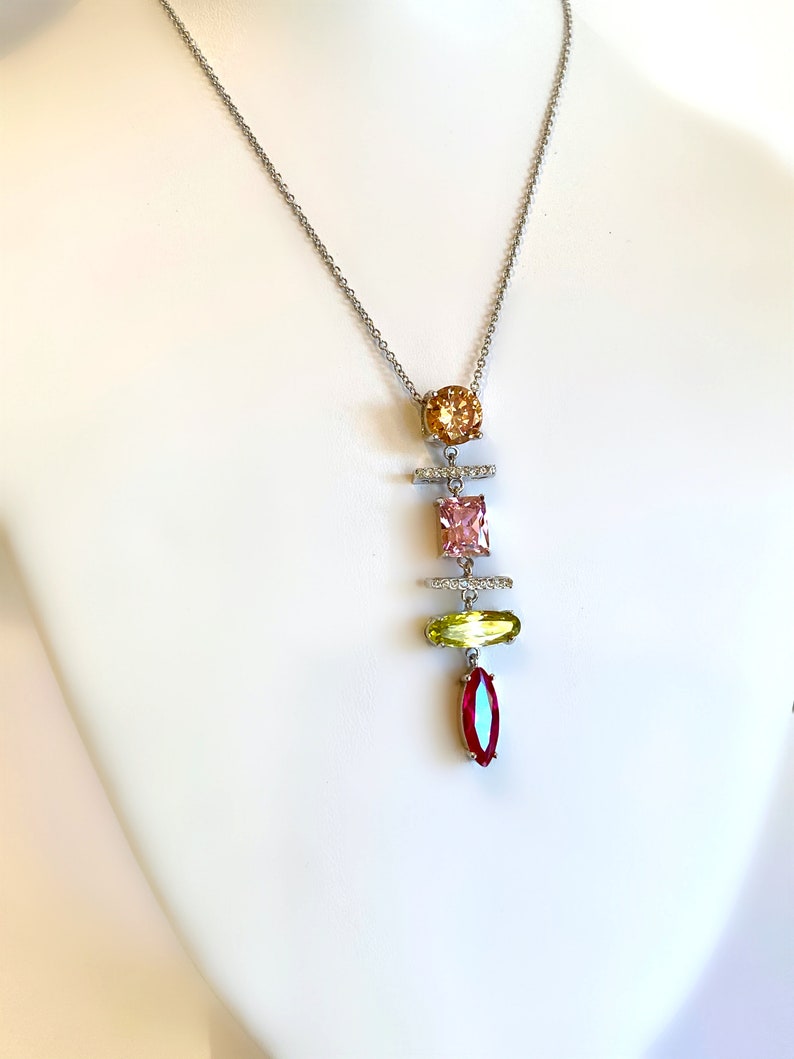 Multi Gemstone Pendant Multi Color Pendant Necklace Silver Multi Stone ...