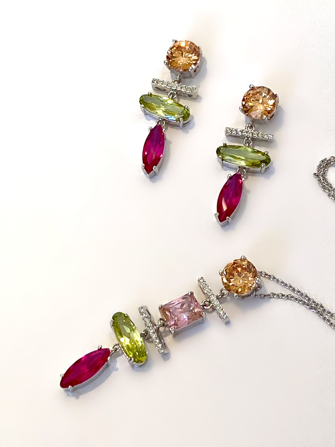 Multi Gemstone Pendant Multi Color Pendant Necklace Silver Multi Stone ...