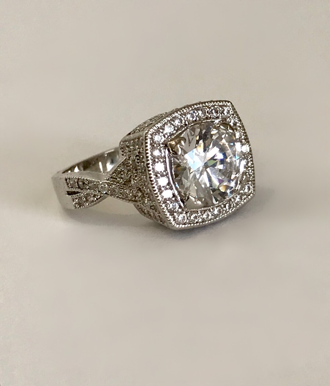 Princess Cut Multi Stone White Stone Engagement Ring Right Hand Ring ...