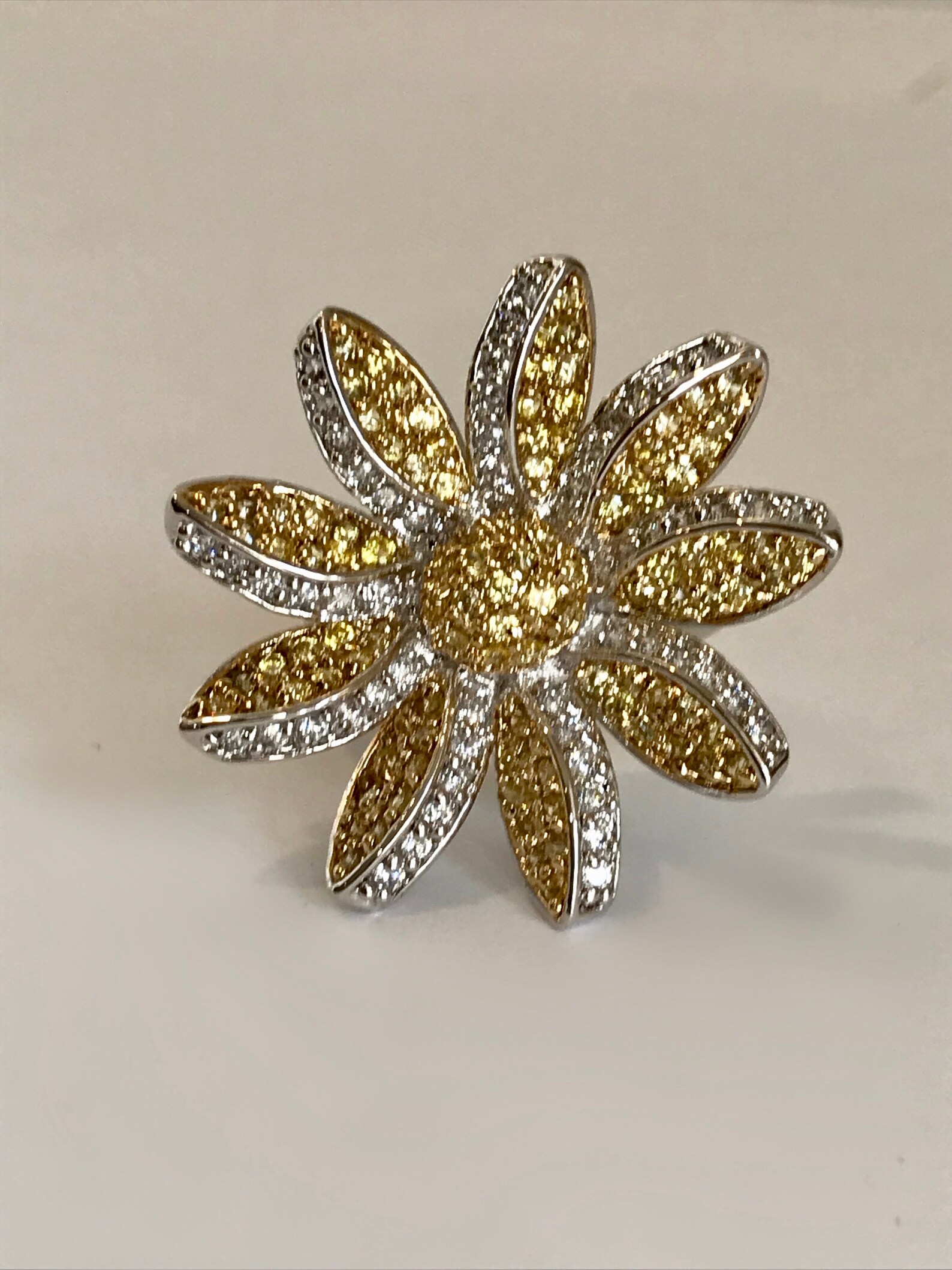 Pave Flower Ring Multi Stone Flower Daisy Ring Citrine and White Pave ...