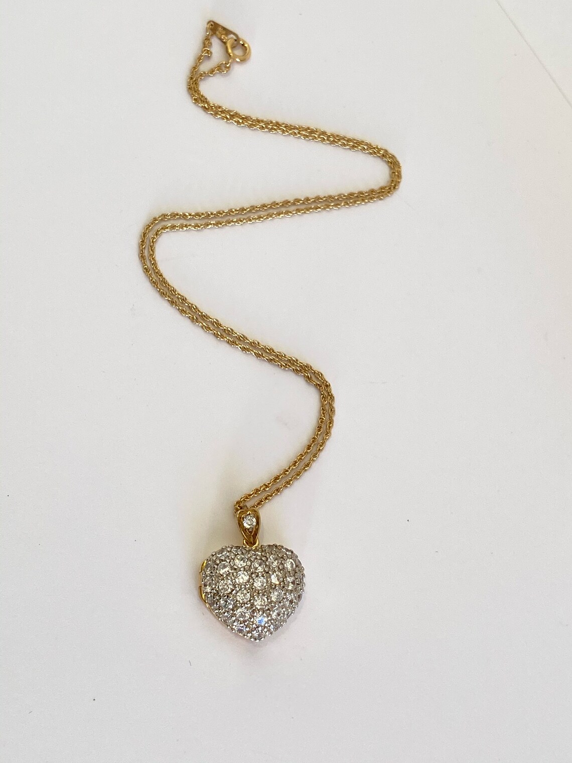 2 Tone Diamond Heart Locket Gold Vermeil Sterling Estate - Etsy