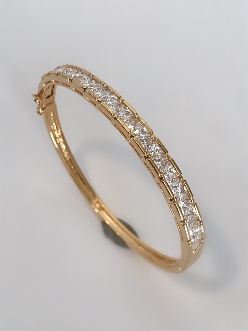 Gold Vermeil Multi Stone Hinged Bangle Channel Set Bracelet Gold ...