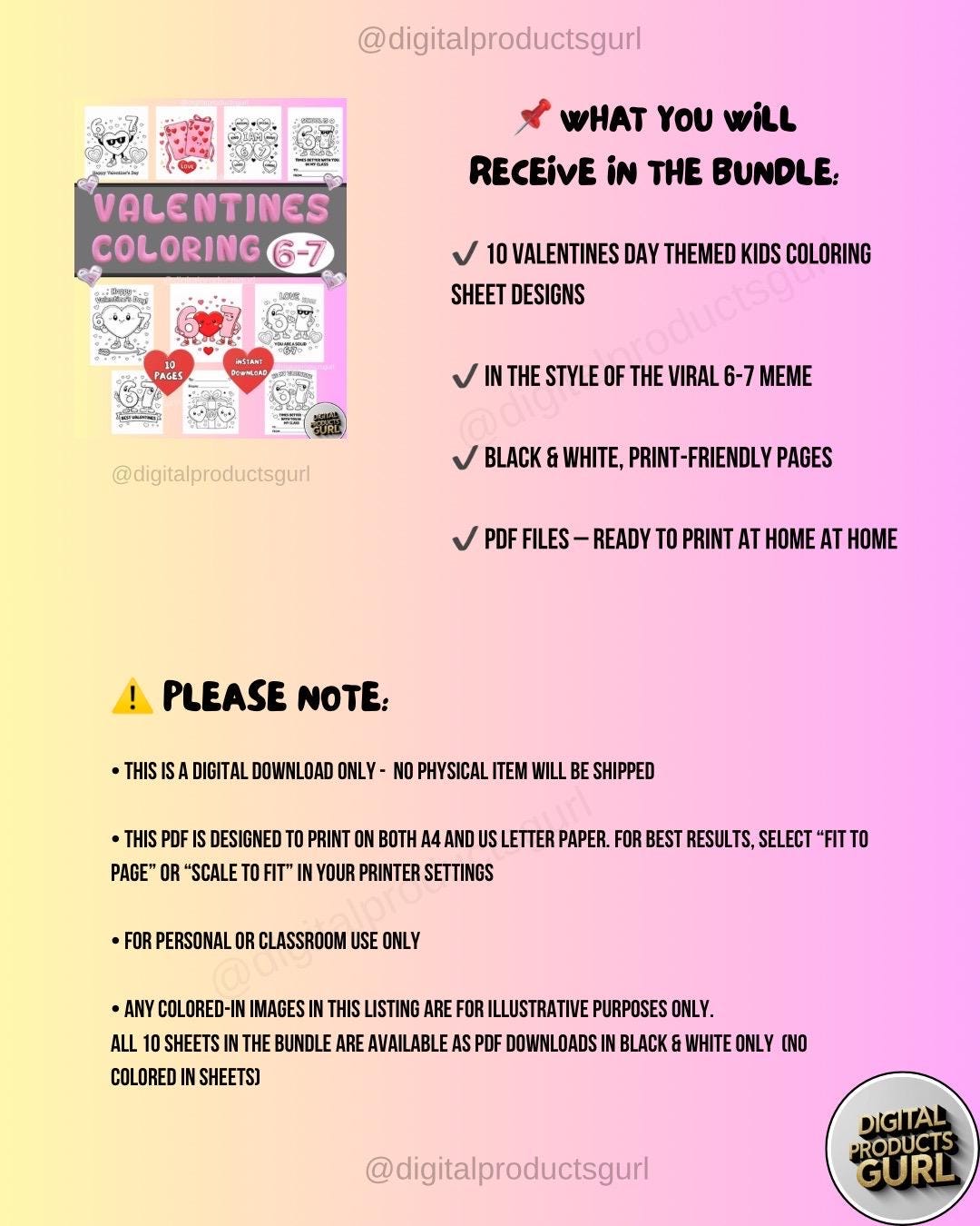 6-7 Valentines Coloring Sheets | Six Seven Meme Valentines Day Coloring ...