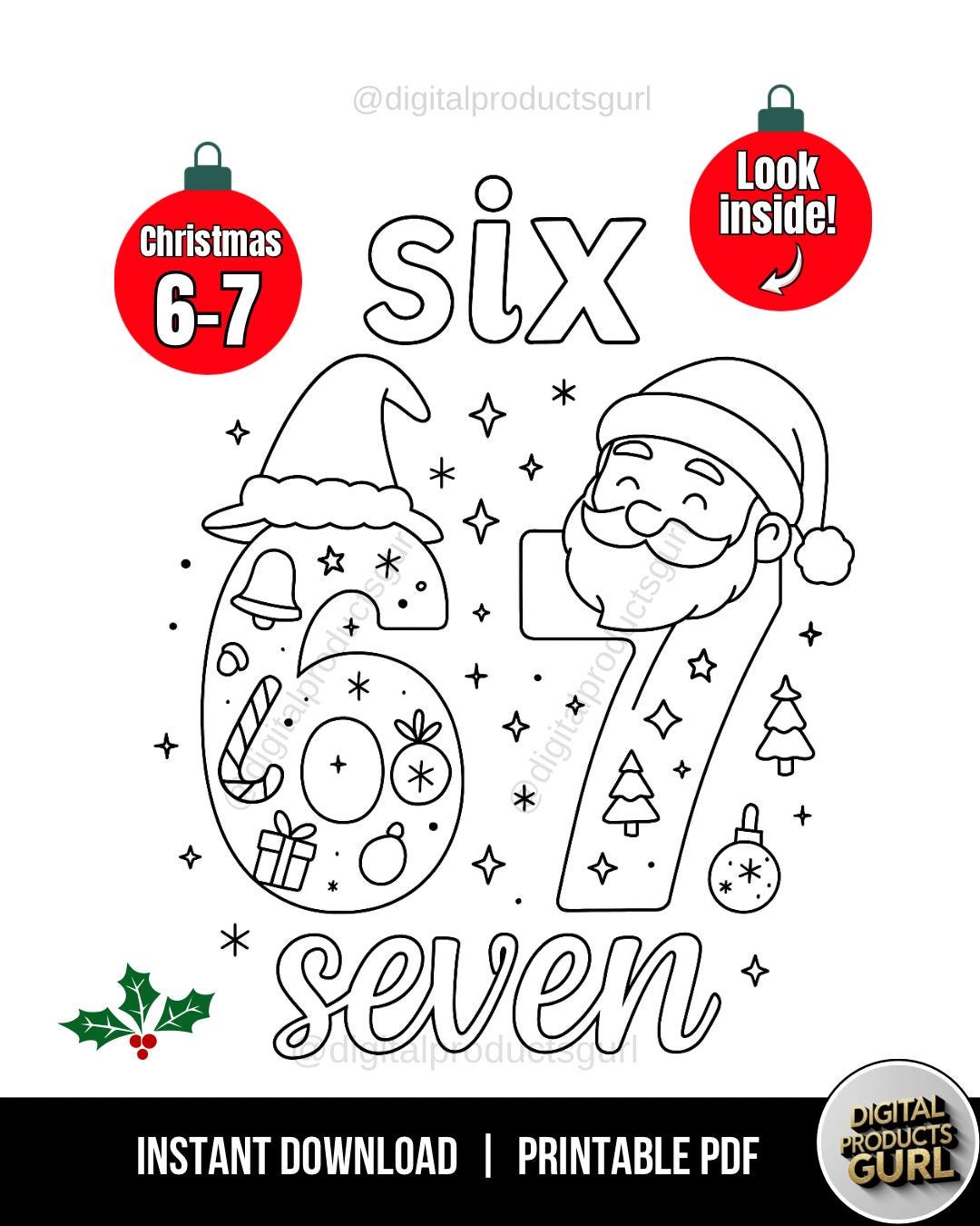6-7 Christmas Coloring Sheets | Six Seven Meme Christmas Coloring Pages ...