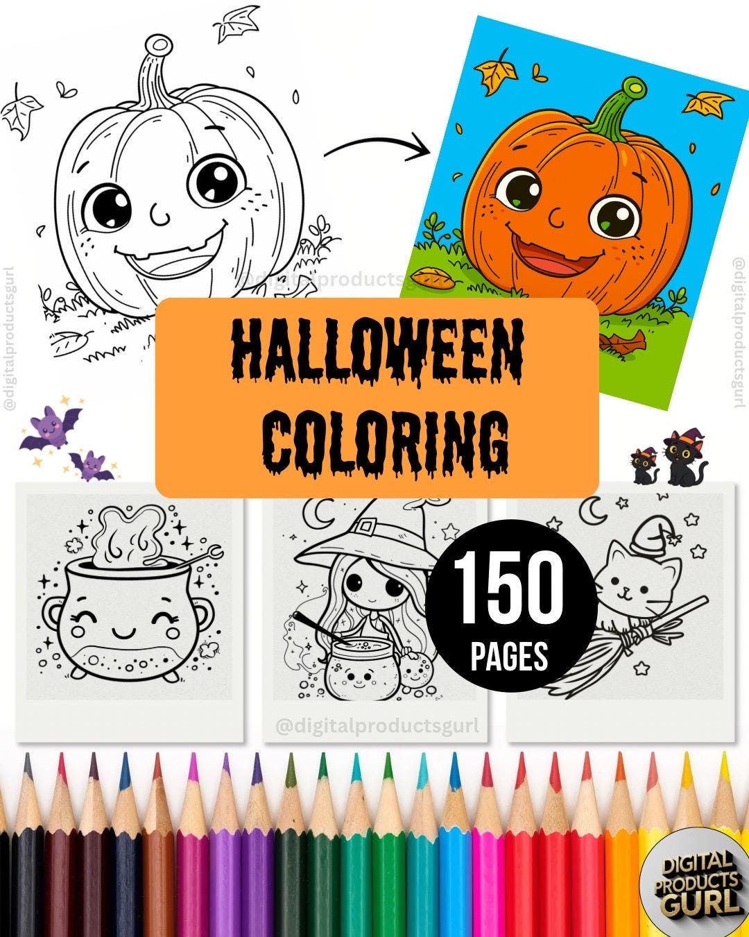 150 Halloween Coloring Pages | Kids Halloween Activity | Spooky Cute ...