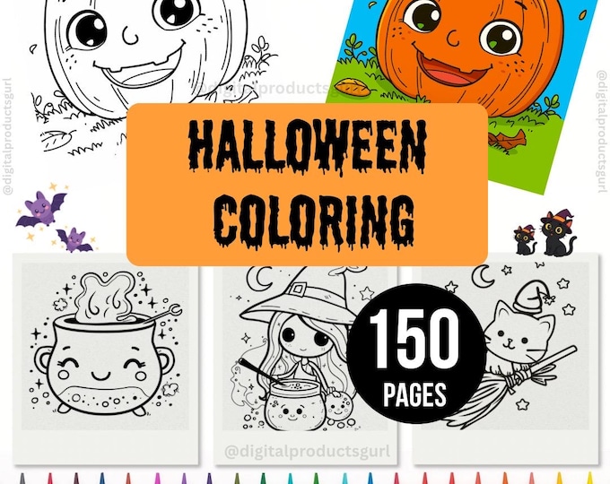 Kids Halloween Coloring Pages Bundle | Printable Spooky Cute Activity ...