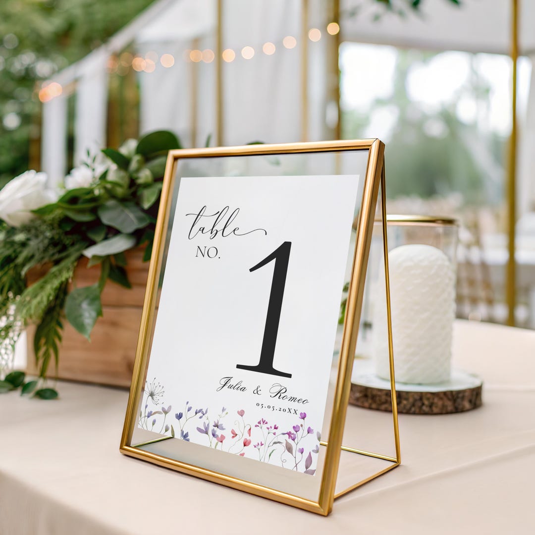 Wildflowers Wedding Table Numbers - Elegant Wedding Decor - Floral ...
