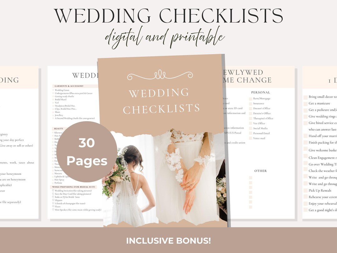 Wedding Checklist Printable: Wedding Planning Checklist | Bridal to Do ...