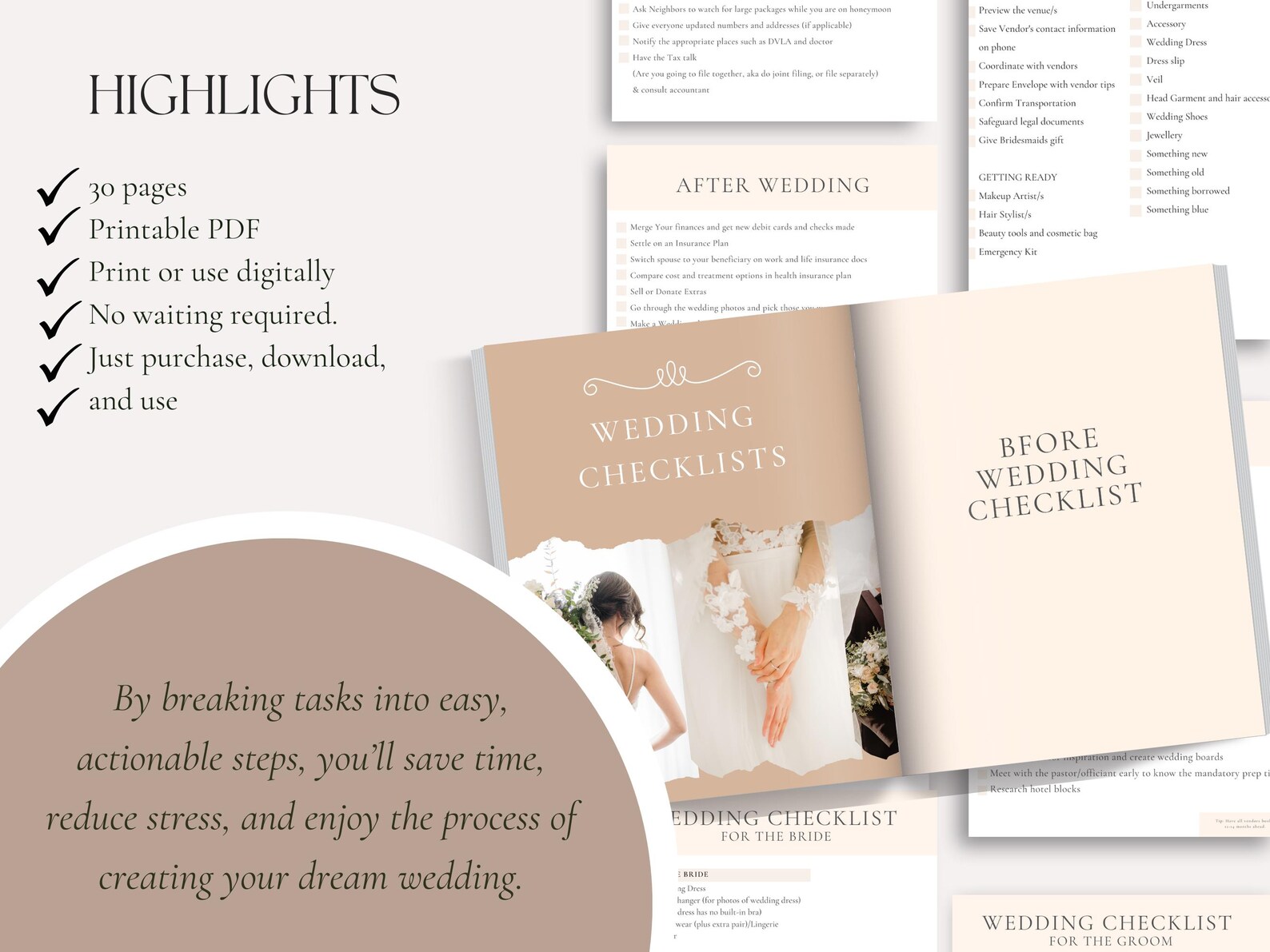 Wedding Checklist Printable: Wedding Planning Checklist | Bridal to Do ...