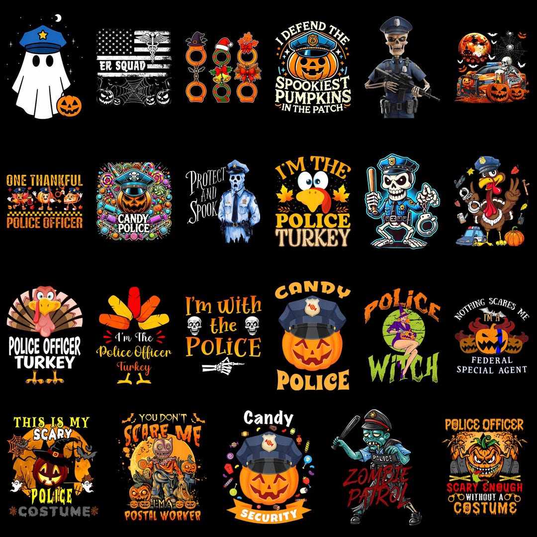 Police Officer PNG – Funny Fall Thanksgiving Clipart, Halloween Cop ...