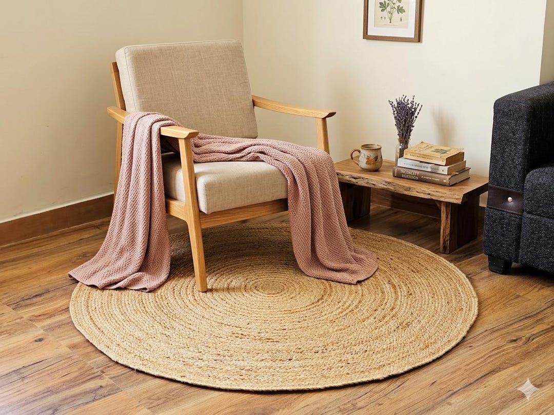 Handwoven Round Jute Rug Natural Boho Circle Rug for Home Décor Jute ...