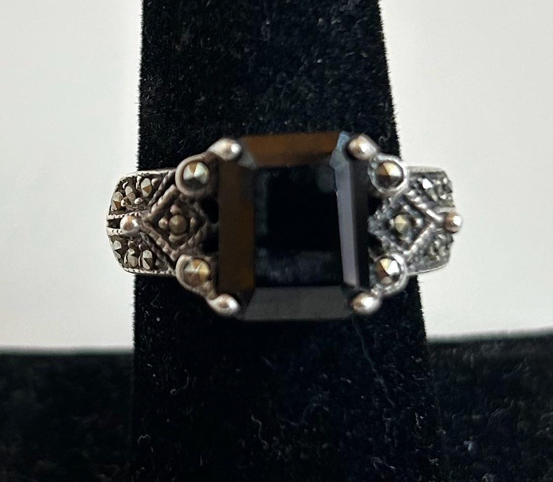 Sterling Translucent Brown Stone and Marcasite Ring-size 7 3/4 - Etsy