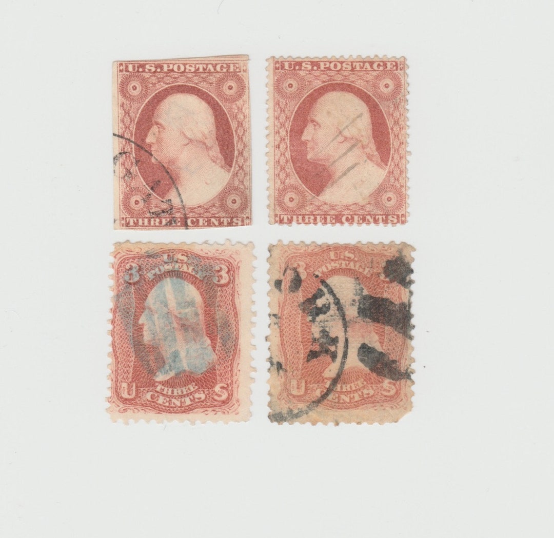 Four 3 Cent Washington 1800's US Postage Stamps 11 26 65 94 - Etsy