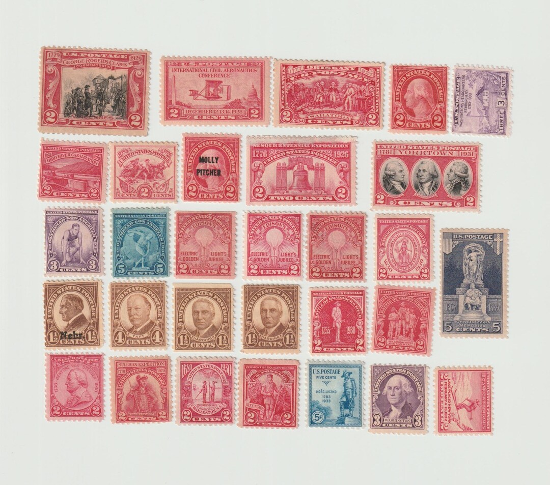30 Mint 1920-30s Early US Postage Stamps, Reds/washington/edison - Etsy
