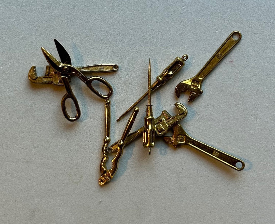 Eight Miniature Brass Intercast Tool Charm Set - Etsy
