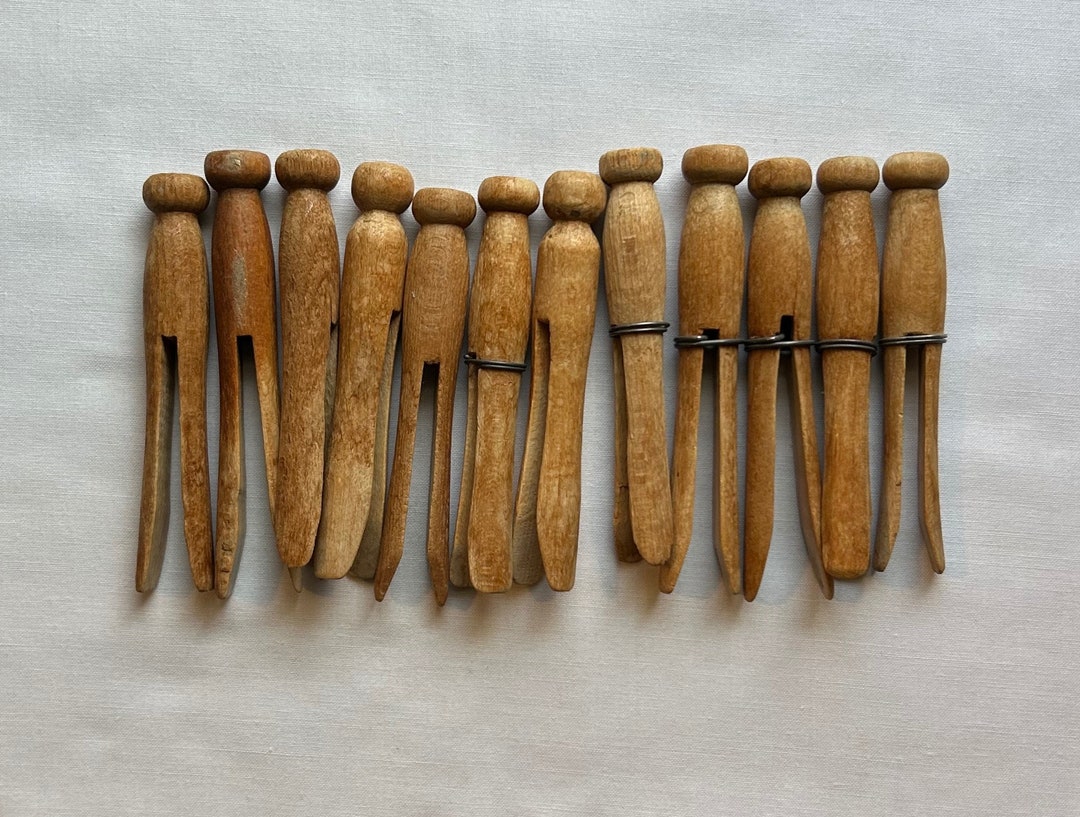 A Dozen Old Wood Clothes Pins in Two Styles - Etsy