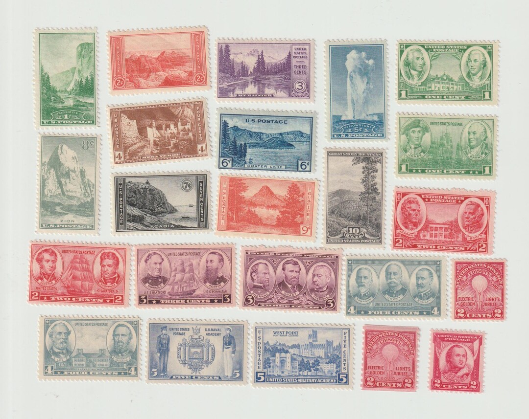 1930s Early US Postage Stamps, Edison/national Parks/army-navy - Etsy