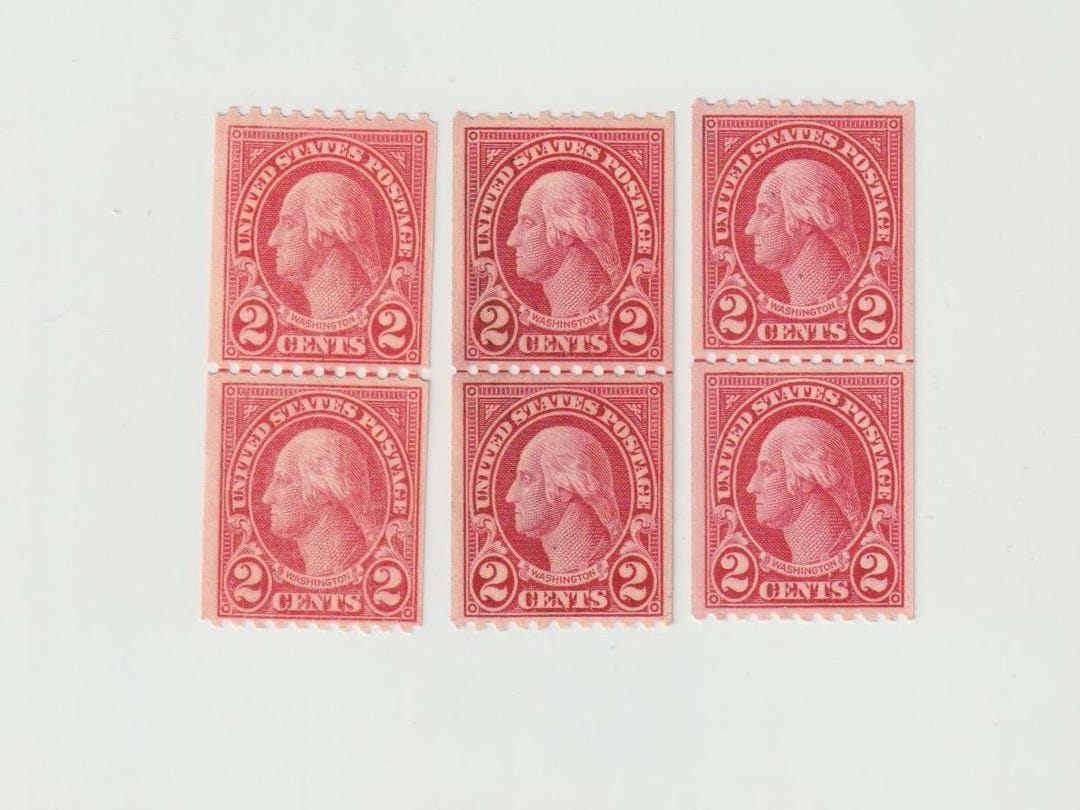 Mint Set of Three 1920's Coil US Postage Stamps Perforated Horizontally ...